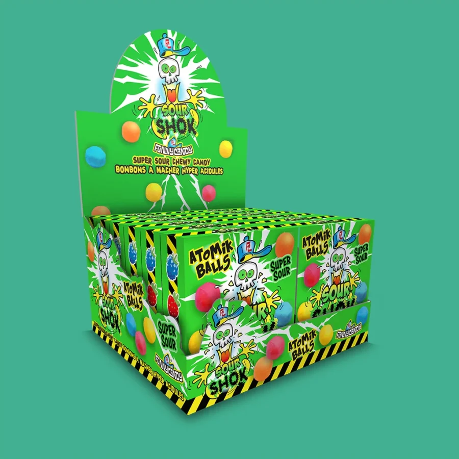 Sour Shok Atomik Balls Funny Candy 12 pièces - Marlie confiseries